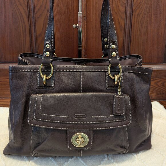 Coach | Bags | Coach Carryall Penelope F944 Brown Leather Shoulder Bag ...